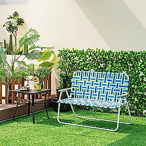 GYMAX Double Camping Chair, 660lbs 2-Person Folding Beach Chair with Breathable Webbing & Armrests, Lightweight Portable Outdoor Loveseat for Adults, Outside Patio Lawn Chair for Backyard, Poolside