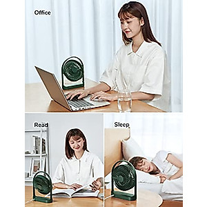 JISULIFE Desk Fan, Mini Desk Fan with 4 Speeds, USB Small Portable Desktop Fan with Unique Design for Home Desktop Office Table Bedroom, Ultra Quiet, Strong Wind, 330°Rotate-Dark Green