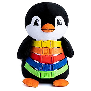 Buckle Toys Blizzard Penguin - Montessori Learning Activity & Stuffed Animal - Develop Motor Skills, Problem Solving, Counting & Color Recognition