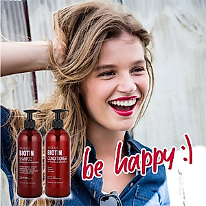 Biotin Shampoo and Conditioner Set for Hair Growth, Thinning Hair Treatment, Hair Thickening Products for Women & Men, Paraben & Sulfate Free, 20.2 FL Oz Each