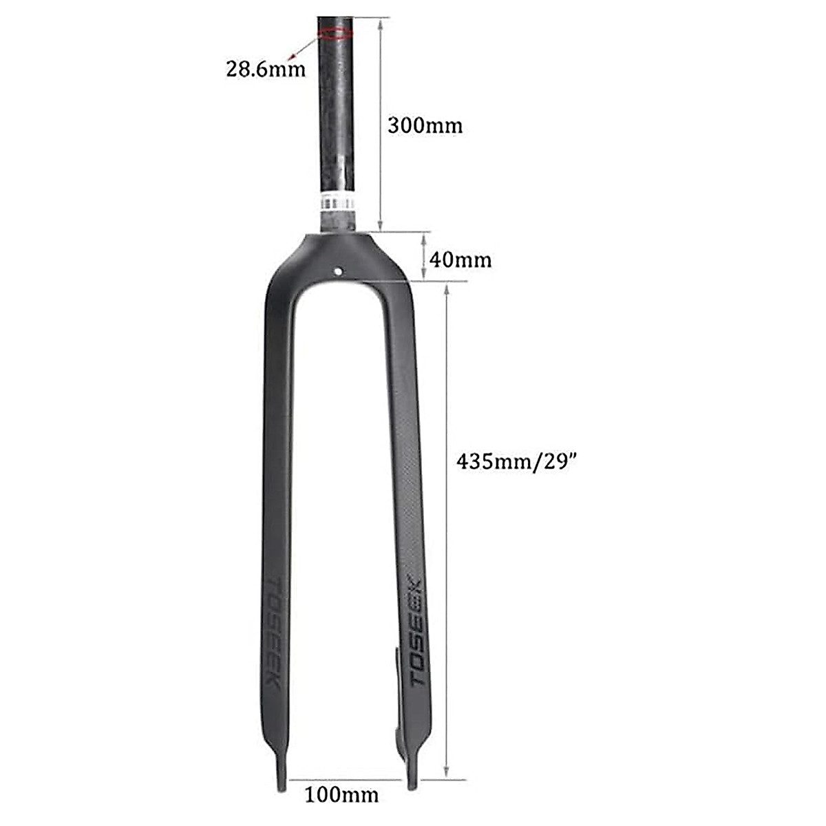BestParts Toseek MTB Front Fork 1-1/8" Full Carbon Fiber Rigid Disc Brake 3K T800, Threadless Straight Tube Superlight Mountain Bike Forks 28.6mm, 29"