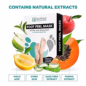 Lavinso Foot Peel Mask for Dry Cracked Feet – 2 Pack Dead Skin Remover and Callus - Exfoliating Peeling Soft Baby Feet, Original Scent
