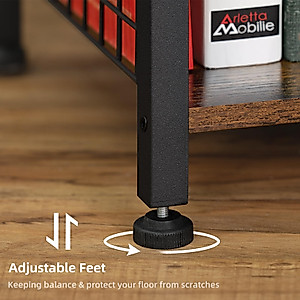 Lerliuo End Table with Fabric Drawer,3 Tier Industrial Wood Side Table with Storage,Modern Tall Printer Stand,Vintage Brown Nightstand,Rustic Bedside Tables for Living Room Bedroom Small Spaces