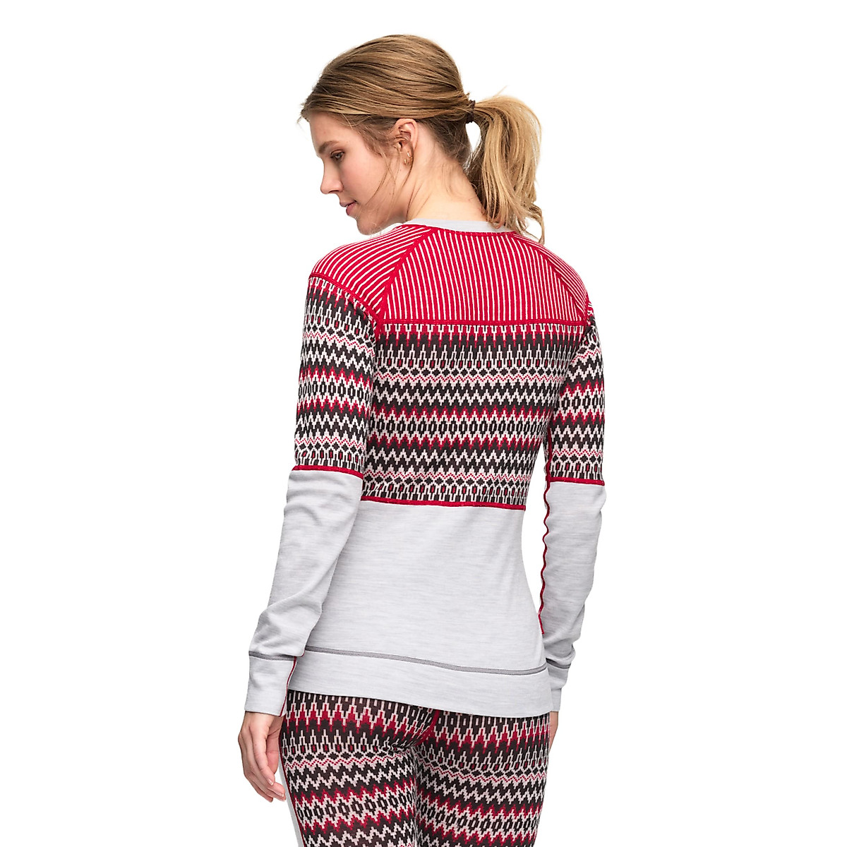 Kari Traa Silja Women's Long Sleeve Base Layer Top- 100% Merino Wool Knit Fitted Thermal Shirt, Grey, Large