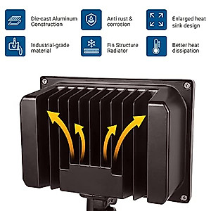 DEWENWILS 65W Flood Lights Outdoor, 6670 LM Super Bright(500W Equivalent) IP65 Waterproof Knuckle Mount LED Security Light, 5000K Daylight LED Flood Light for Garage, Patio, Yard, UL Listed, Browm