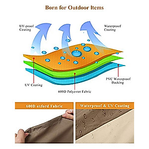 Patio Chair Covers Waterproof Heavy Duty Outdoor Patio Furniture Covers, Stackable Outside Lounge Deep Seat Covers, Large Lawn Sofa Covers Water Resistant,600D Oxford Cloth,Standard-2 Pack,Khaki&Brown