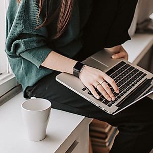 [2 PACK] Metal Stainless Steel Bands Compatible with Apple Watch Bands Series 8 7 6 5 4 3 2 1 SE 42mm 44mm 45mm, Mesh Loop Magnetic Milanese Strap for iWatch Bands (Black & Graphite)