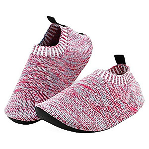 Chen'sout Kids Toddler Slippers Baby House Shoes for Boys Girls Athletic Socks with Indoor Outdoor Lightweight Non-Slip Rubber Sole(13.5-14 Little Kid,Pink,210)