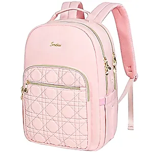 Scothen Laptop Backpack for Women 15.6 Inch Computer Backpack with USB Port & RFID Pocket,Water Resistant School College Bookbag,Fashion Student Teacher Nurse Backpack for Women Work Travel,Pink