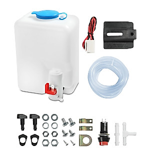 Zlirfy Universal Windshield Washer Bottle,12V Car Windshield Washer Pump Fluid Reservoir Sprayer Kit,Washer Fluid Reservoir Bottle Kit with Pump Jet Button Switch,Replace OEM: 160186
