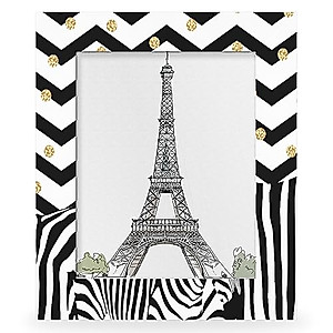 Pardick Zebra Stripe 5x7 Picture Frame, Zebra Polka Dots Wooden Photo Frame for Wall Mounting or Tabletop Living Room Bedroom Home Decor