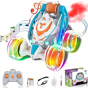 YUAN PLAN Remote Control Car for Kids, RC Stunt Car 360°Rolling Twister RC Mini Car 2.4GHz 4WD Racing Car with Colorful Lights & Music Switch and Spray Flips Rotating Car Toy for Boys Girls