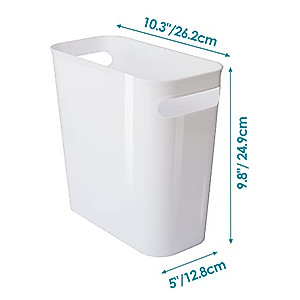 Vtopmart 4 Pack Plastic Small Trash Can, 1.5 Gallon/5.7 L Office Trash Can, White Trash Bin with Built-in Handle, Slim Waste Basket for Bathroom, Bedroom, Home Office, Living Room, Kitchen