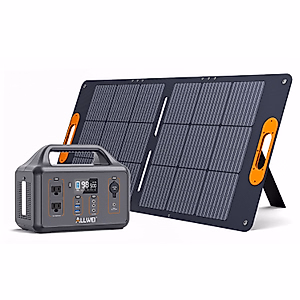 ALLWEI 500W Solar Generator(1000W Peak) with 100W Portable Solar Panel, 461Wh Portable Power Station, 3 USB-C Port PD60W, 2 AC Outlet, Solar Power Generator for Outdoor RV Camping CPAP Emergency