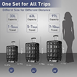 imiomo 3 Piece Luggage set Clearance, Travel Suitcase with Spinner Wheels TSA lock, Hardshell Lightweight Suitcase set for men and women (BLACK, 20/24/28)