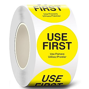 1.5 inch Round Use First Stickers, Circle Label Adhesive Dot Labels,500 Labels Per Roll(Yellow)