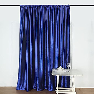 Efavormart 8Ft H x 8Ft W Premium Royal Blue Velvet Backdrop Curtain Panel Drape Background for Events