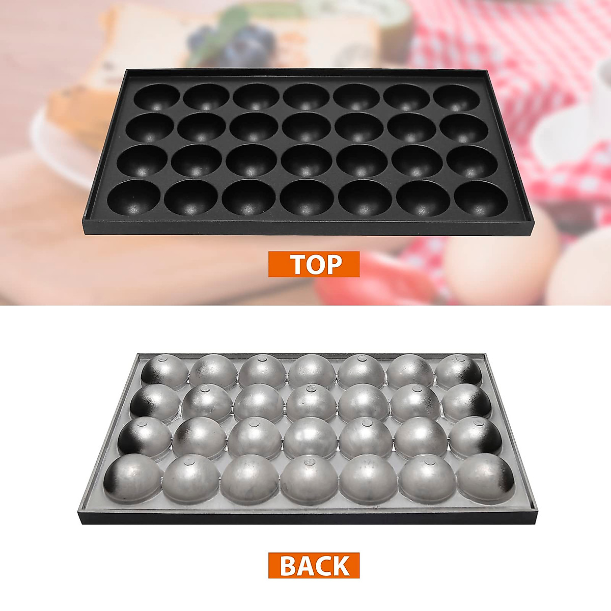 Anxingo Takoyaki Pan - 28 Hole Takoyaki Maker Baking Pan 1.5" Half Sphere Takoyaki Maker for Baking Cooking,Aluminium