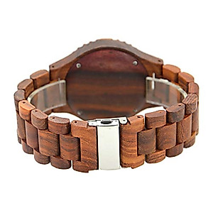Natural Wood Watch for Men,Quartz Chronograph Unique Wood Wristwatch with Date + Box
