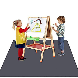 Splat Mat for Under High Chair/Arts/Crafts, WOMUMON Washable Spill Waterproof Anti-Slip Floor Protector Splash Mat, Messy and Table Cloth (Gray)