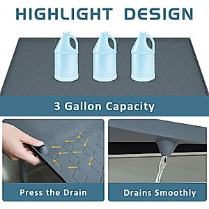 Under Sink Mat for Kitchen Waterproof ，34"x22" Silicone Under Sink Liner Drip Tray with Drain Hole ,Flexible Cabinet Mat and Protector for Kitchen Bathroom，Black