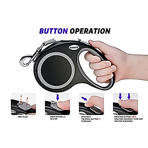 JUBDUG New Classic Retractable Dog Leash,26ft Dog Leash for Large Medium Small Dogs up to 110lbs, Heavy Duty Design with Anti-Slip Handle, One-Handed Quick-Lock Braking System.