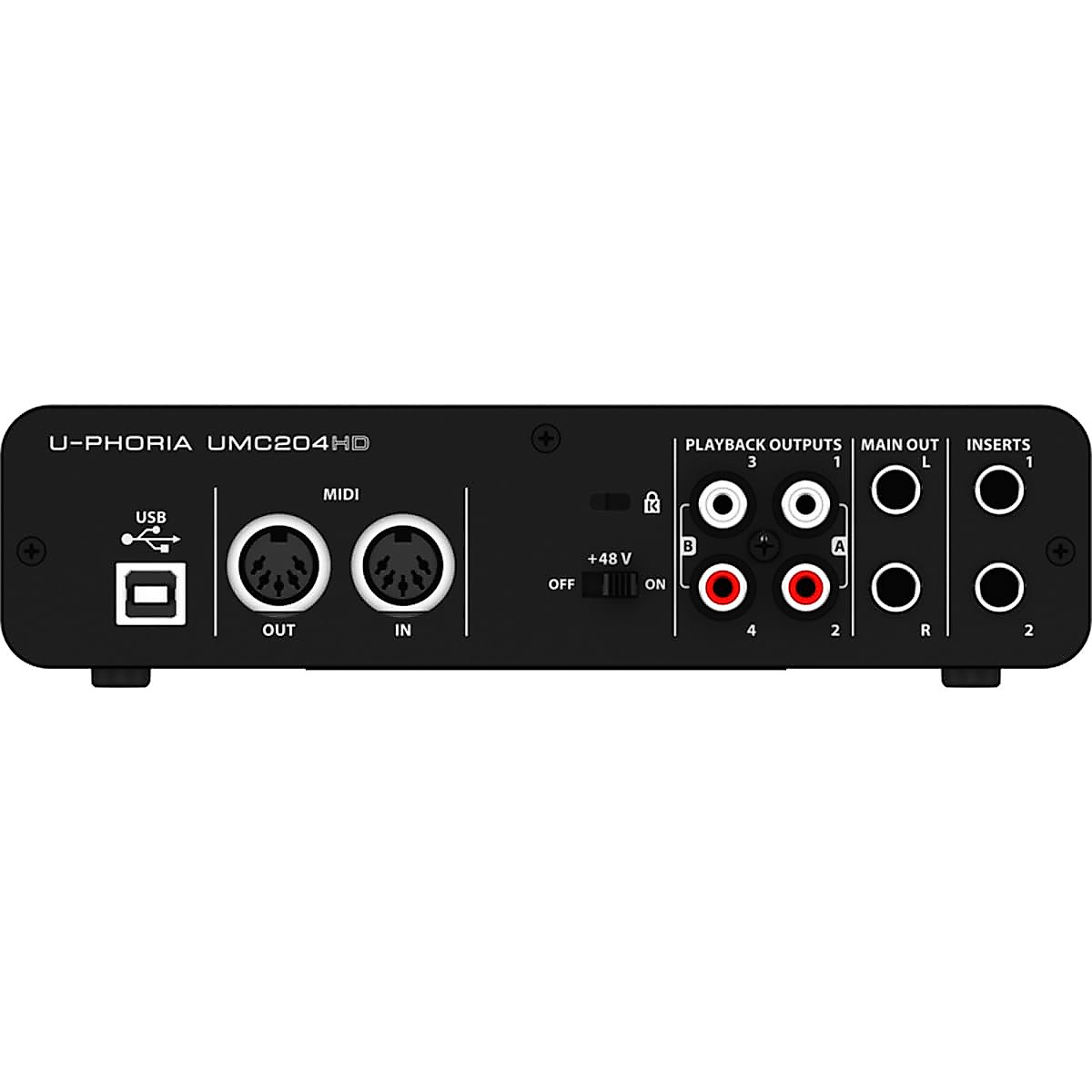 Behringer U-Phoria UMC204HD Audiophile 2x4 USB Audio/MIDI Interface with MIDAS Mic Preamplifiers, 24-Bit/192kHz Resolution
