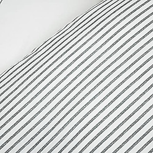 Lush Decor Farmhouse Stripe 3 Piece Reversible Comforter Bedding Set, California King, Dark Gray