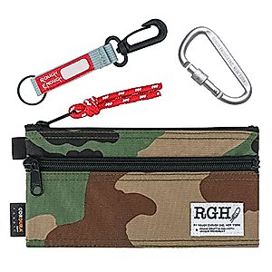 Rough Enough Small Pencil Case Bag Organizer for Boys Kids Adult Cordura Camo Military Slim