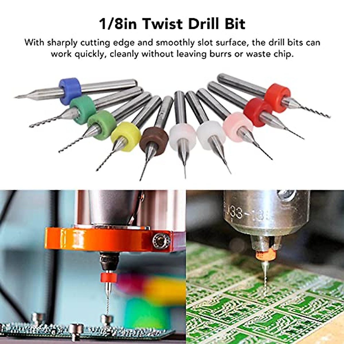 Drill Bit Set, 1/8in Shank Drill Bits Efficient High Bending Strength Hard Wearing for 3D Printer Nozzle(0.1‑1mm)