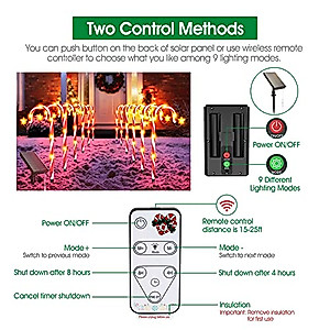 BUCASA 12 Pack Christmas Decorations Outdoor Solar Candy Cane Lights, Upgraded Waterproof Solar Pathway Markers Yard Lights with Star & Remote Control, 9 Modes Xmas Decorations for Garden Yard Decor