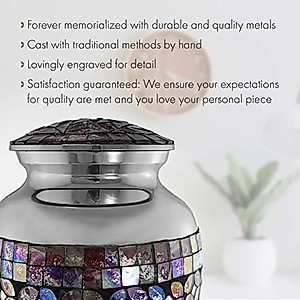 Glass Mosaic Cremation Urns for Human Ashes Adult Female Urn for Funeral, Burial, Niche, or Columbarium Urns for Ashes Adult Male - Large & XL Cremation Urns for Adult Ashes