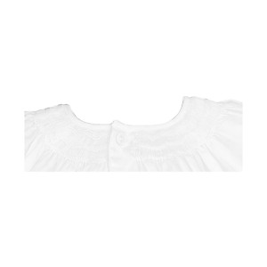 Petit Ami Baby Girls' Daygown with Wave Smocking, White (Newborn)