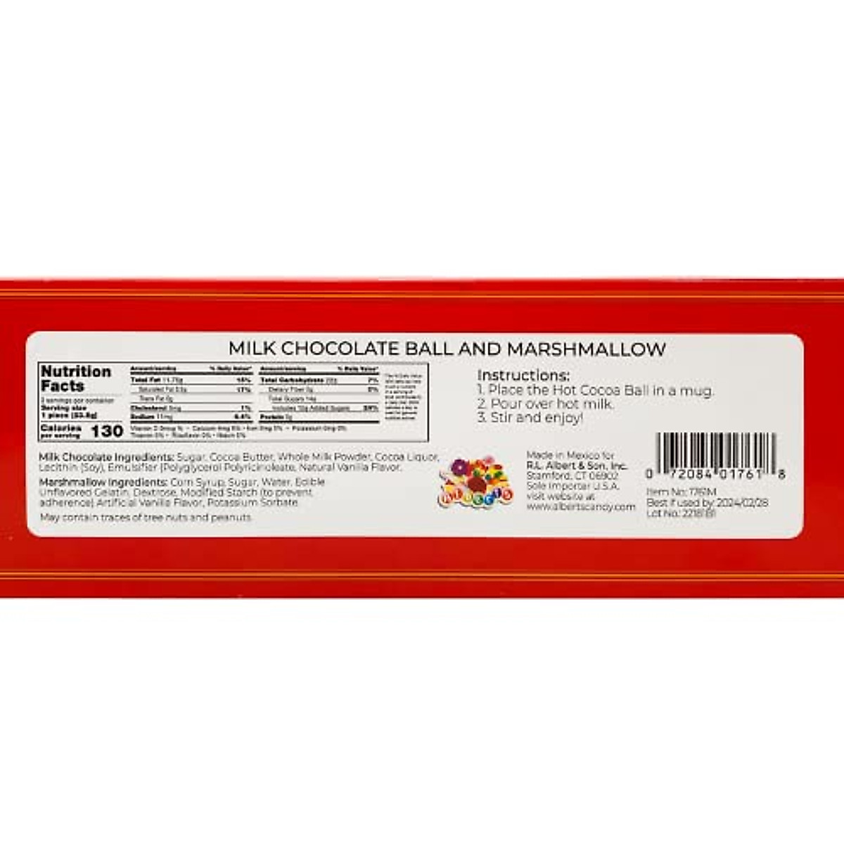 Christmas 2023 Hot Chocolate Melting Balls with Mini Marshmallows, Individually Wrapped Cocoa Melts, Holiday Themed Dessert Drink, Pack of 2, 6 Balls (Milk Chocolate)