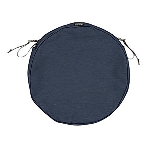 Classic Accessories Montlake FadeSafe Water-Resistant 15 Dia x 2 Inch Patio Dining Seat Cushion, Heather Indigo Blue, Patio Furniture Cushions