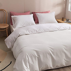 CLOTHKNOW White Twin Comforter Set 3Pcs White Bedding Comforter Sets Plain White Comforter Twin Kids Boys Girls Comforter Soft White Bedding Sets White Bed Comforter Sets Twin