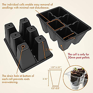 Gardzen 20-Set Garden Propagator Set, Seed Tray Kits with 240-Cell, Seed Starter Tray with Dome and Base 6.6" x 4.5" (12-Cell Per Tray)