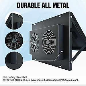 15W Solar Powered Metal Shell Waterproof Exhaust Fan Kit for Chicken Coops, Greenhouses, Sheds, Pet Houses, and Windows