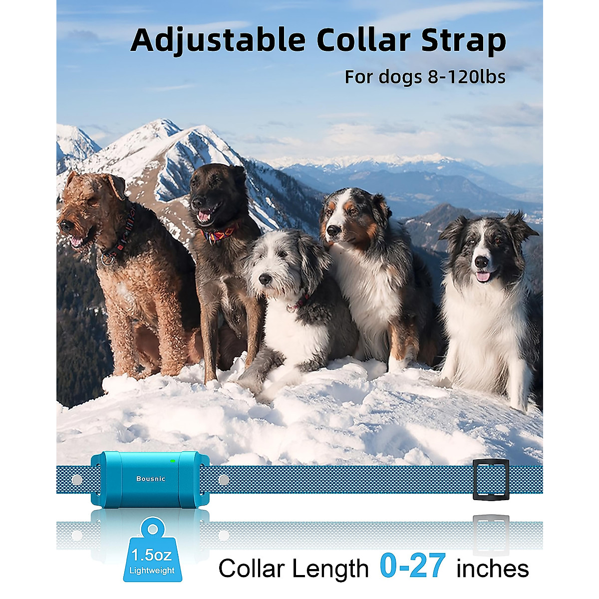 Bousnic Dog Shock Collar with Remote - [New Edition] 4000FT Dog Training Collar for Large Medium Small Dogs (8-120lbs) Waterproof E Collar with Beep, Vibration, Safe Shock