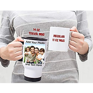 Personalized Travel Mugs with Picture - Custom Travel Mug with Photo, 14oz Photo Travel Mug, Custom Tumbler Personalized, Personalized Travel Coffee Mug with Lid