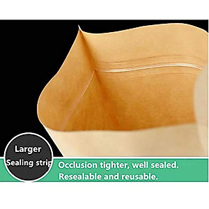 Kraft Paper Bags With Frosted Window And Zip Lock Decorative Heavy Duty Heat Seal Recycled Resealable Mylar Stand Up Pouches Bags Sealable For DIY Food Snack Cookies Candy Coffee Popcorn (6x9+3.2inch)