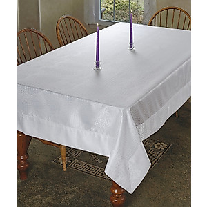 Violet Linen Luxurious Damask Crocodile Design Tablecloths, 70" X 160" - in White