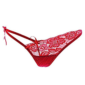 Toxz Womens Sexy Lace Thongs G-String,Sheer Perspective Satin Enticing Floral Embroidered,Lace V-String Briefs Panties Lingerie Underwear