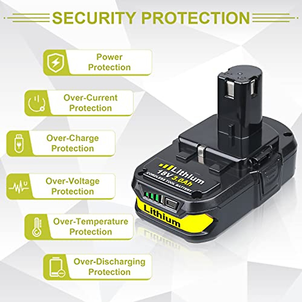 2Pack P102 18V 3.0Ah Lithium Replacement Battery for Ryobi 18V Battery P108 P103 P105 P107 P109 P104 Compatible with Ryobi 18Volt Plus Power Cordless Tools