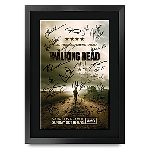 HWC Trading The Walking Dead TV Series Poster The Cast Signed 16" x 12" Framed Gift Printed Autograph Film Print Photo Picture Display - 16 x 12 Inches Framed