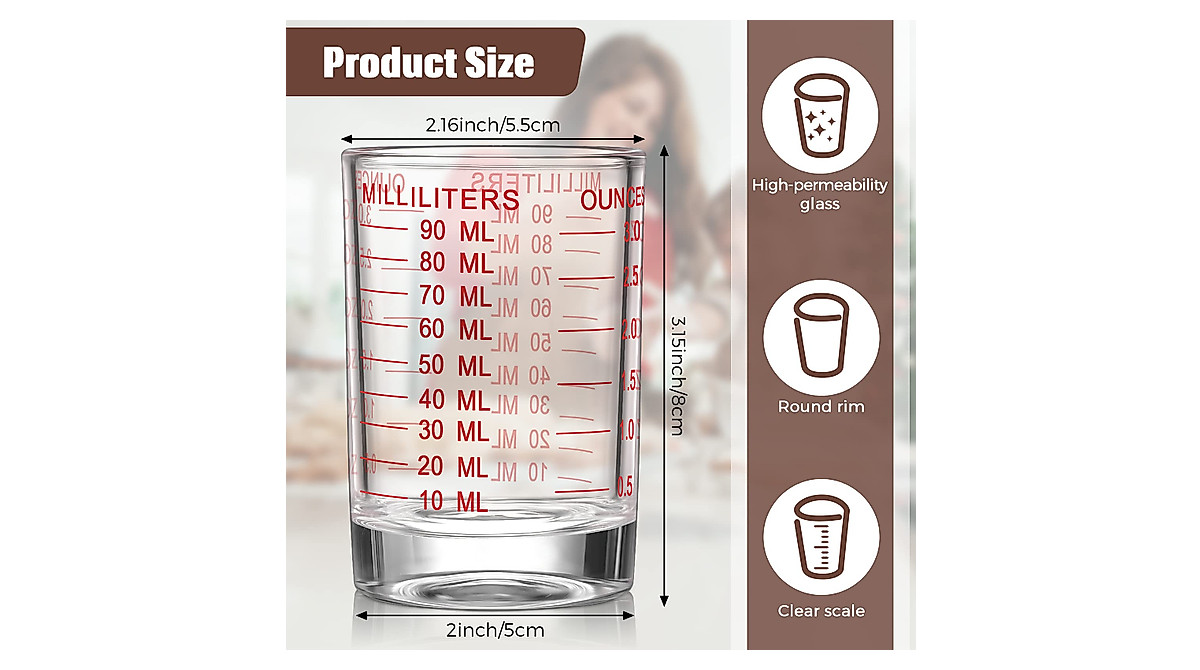 2 Pieces Red 3 oz Measuring Cup Shot Glass - Ideal for Drinks