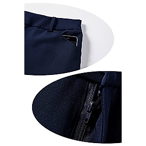 FHMLS Women's Fit Straight Leg Suit Pant,Ease into Comfort Bootcut Pant with Elastic Band, Office Business Casual Work Pants with Pockets (Navy, XXL)