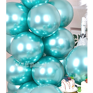 AULE Party Balloons 50 Pcs 12 inch Teal Green Metallic Chrome Helium Shiny Latex Thicken Balloon Perfect Decoration for Wedding Birthday Baby Shower Graduation Christmas Carnival