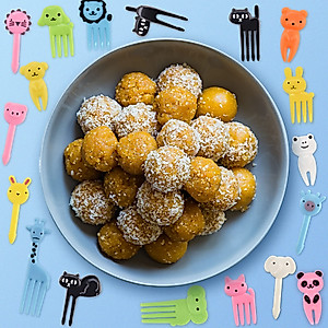 MEFIT CARE Cute Bento Box Accessories Food Picks for Kids Cocktail Forks Lunch Fun Stuff Mini Plastic Flat Toothpicks Decorativos Reusable Utensils