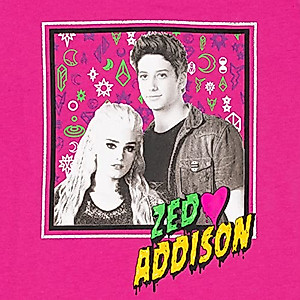 Disney Zombies Zed Addison Little Girls 2 Pack Graphic T-Shirts Gray/Pink 7-8